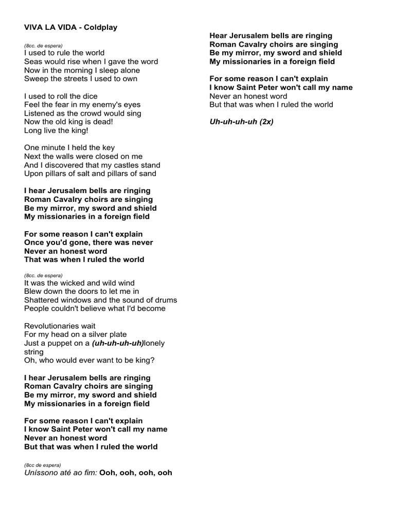 Viva La Vida Letra | PDF