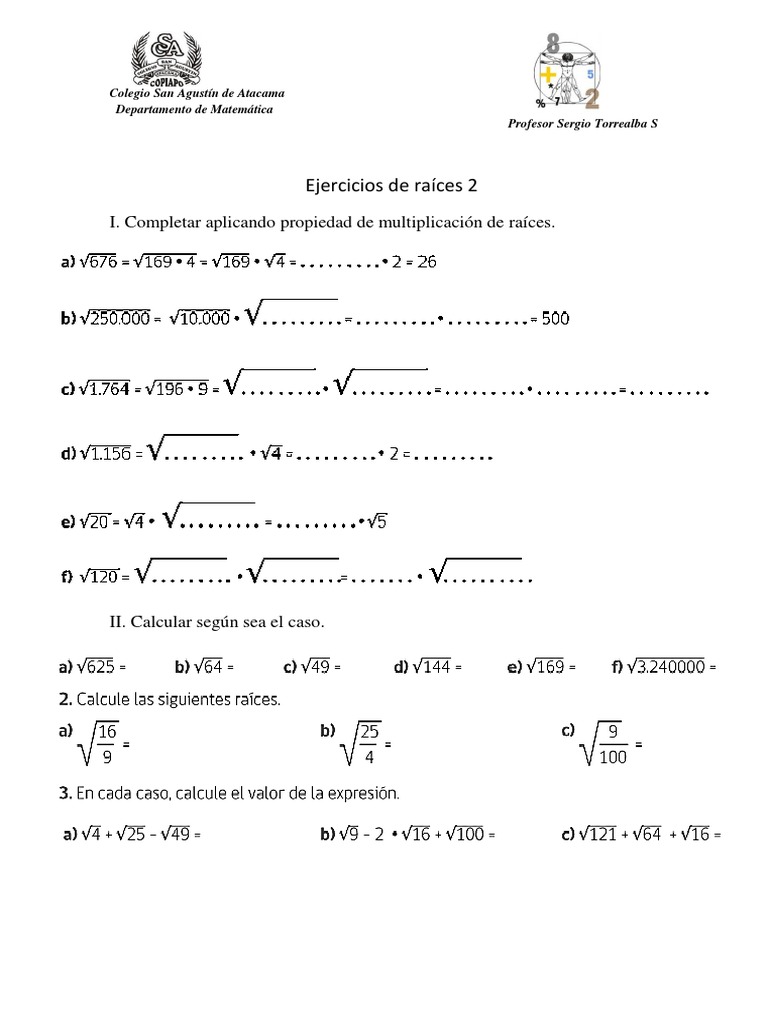 Ejercicios de Raíces 2 | PDF