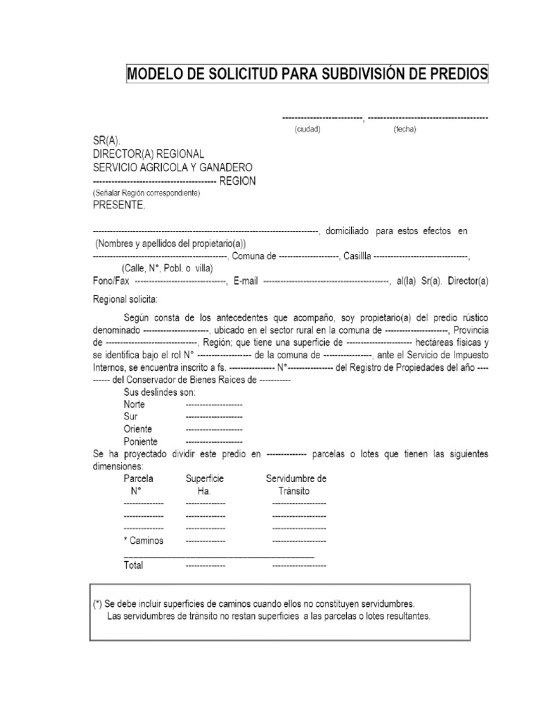 Modelo de Solicitud para Subdivisión Predial | PDF