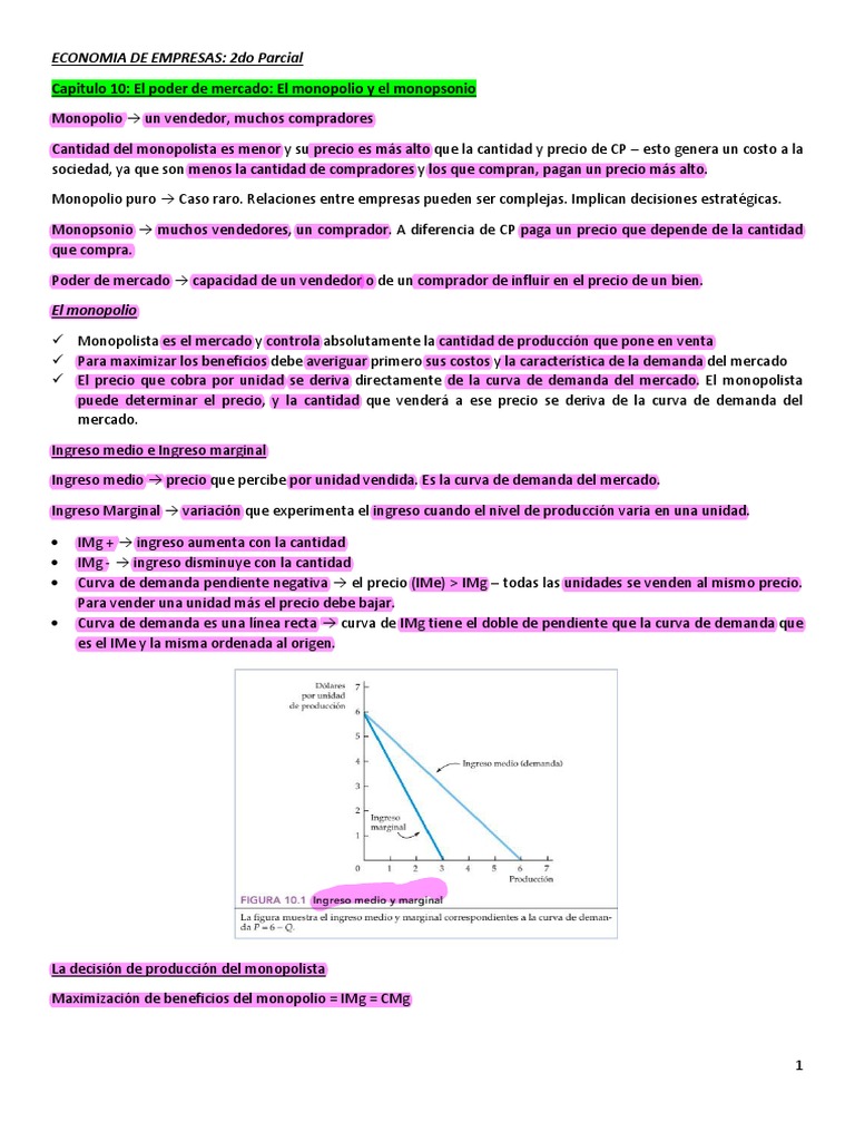 Resumen 2 Parcial | PDF | Monopolio | Oferta y demanda