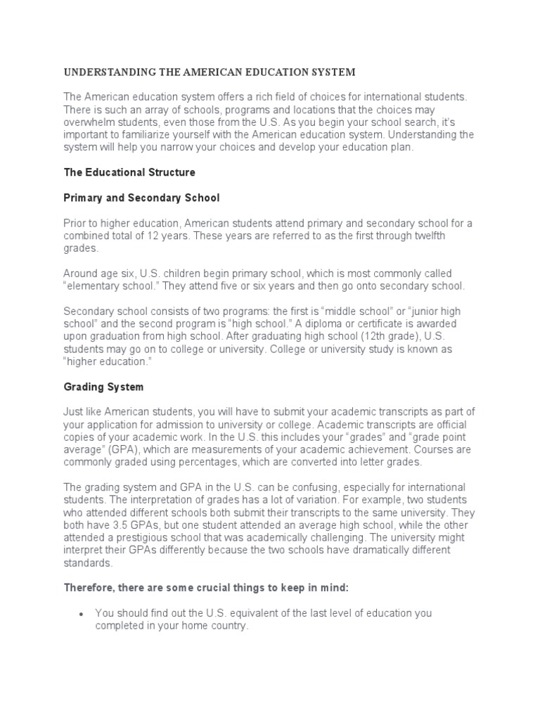U.S. Education Grading System Explained | PDF | Course Credit ...