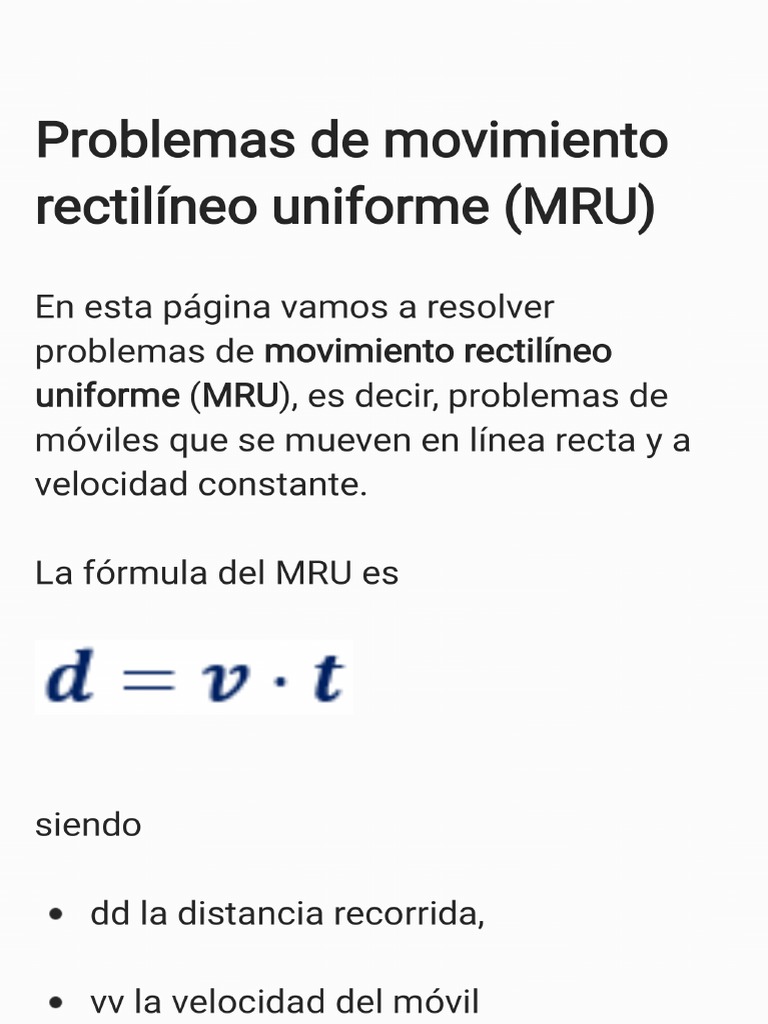 Problemas de MRU | PDF