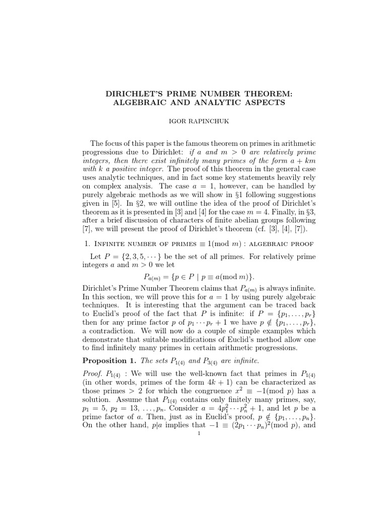 (The Harvard College Math Review 1, No. 1) Igor Rapinchuk - Dirichlet's Prime Number Theorem ...