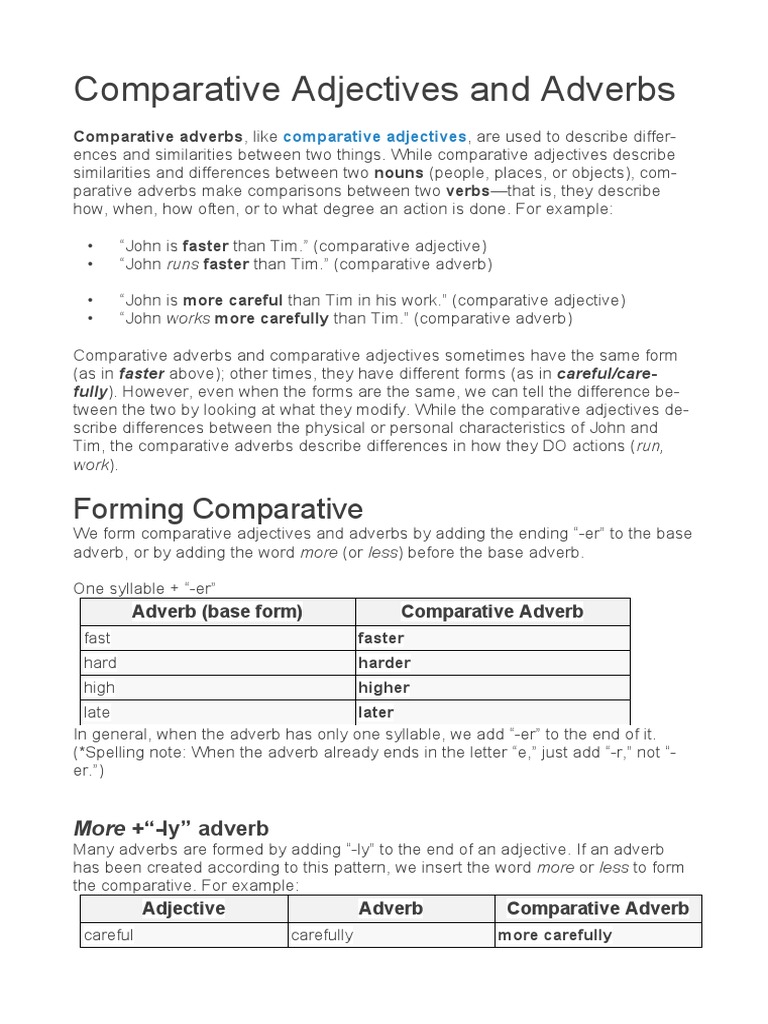 Comparative Adj and Adverbs | PDF