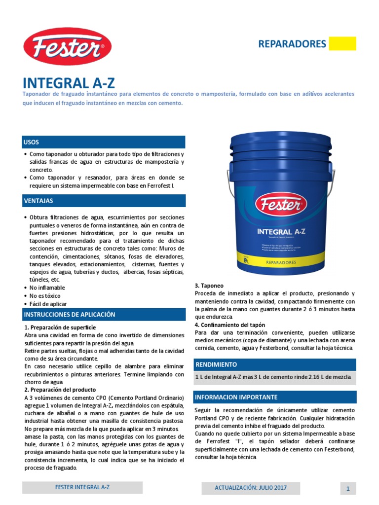 76.fester Integral AZ | PDF | Cemento | Hormigón