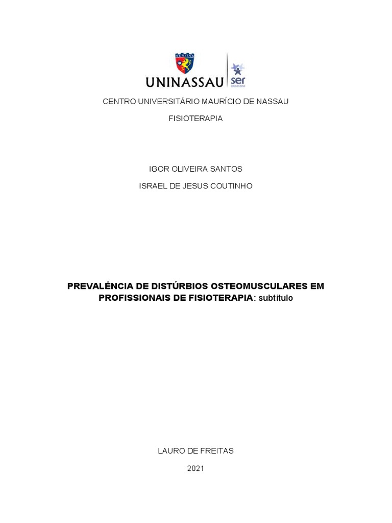 Cópia de Modelo para TCC - Completo | PDF | Fisioterapia | Medicina Clínica