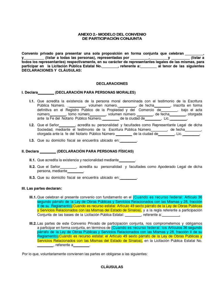 Modelo de Convenio de Participación Conjunta | PDF | Justicia | Crimen ...