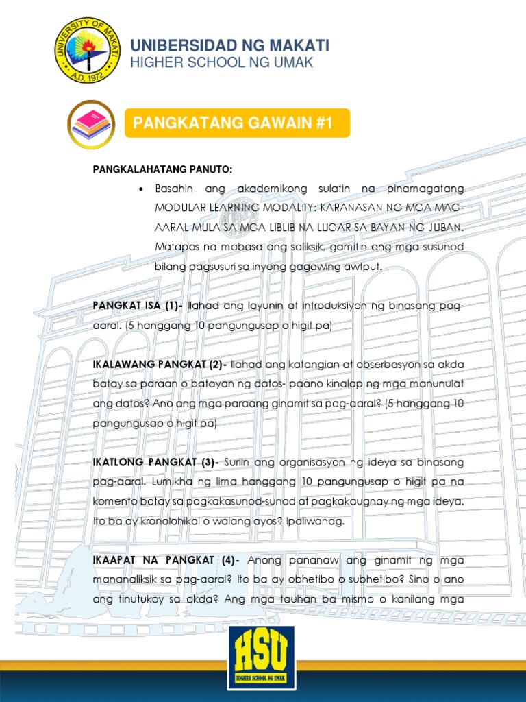 Pangkatang Gawain Bilang 1 | PDF