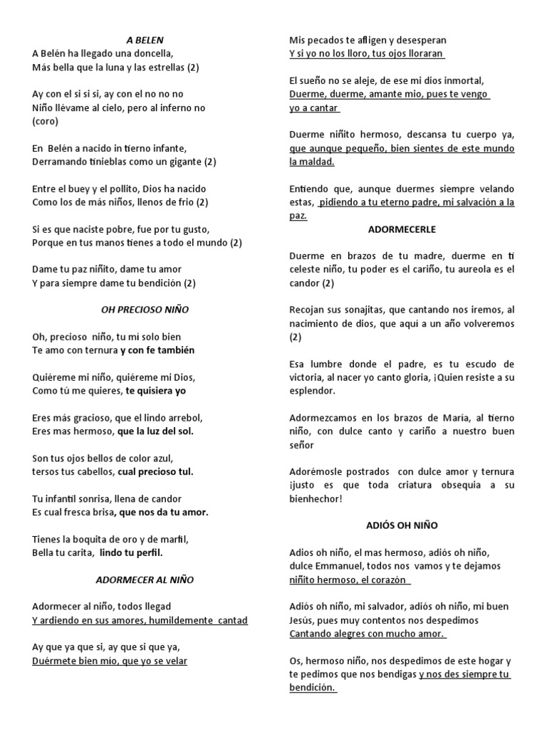 Cantos Arruyo Del Niño Dios | PDF