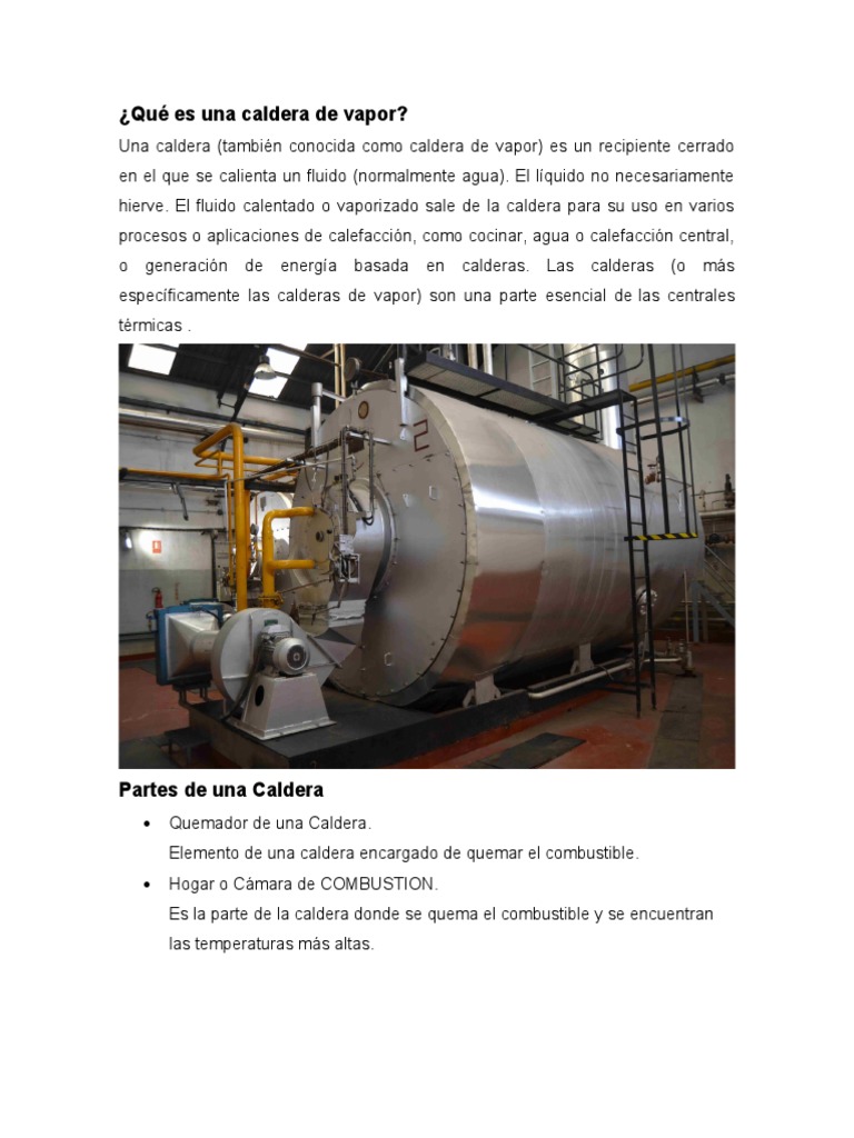 Partes y Tipos de Calderas de Vapor | PDF | Vapor | Caldera