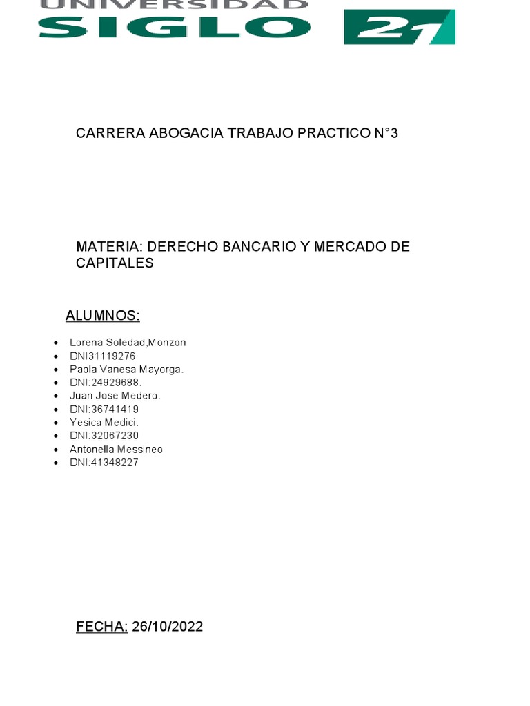 Trabajo Practico n3 Derecho Bancario | PDF | Pagaré