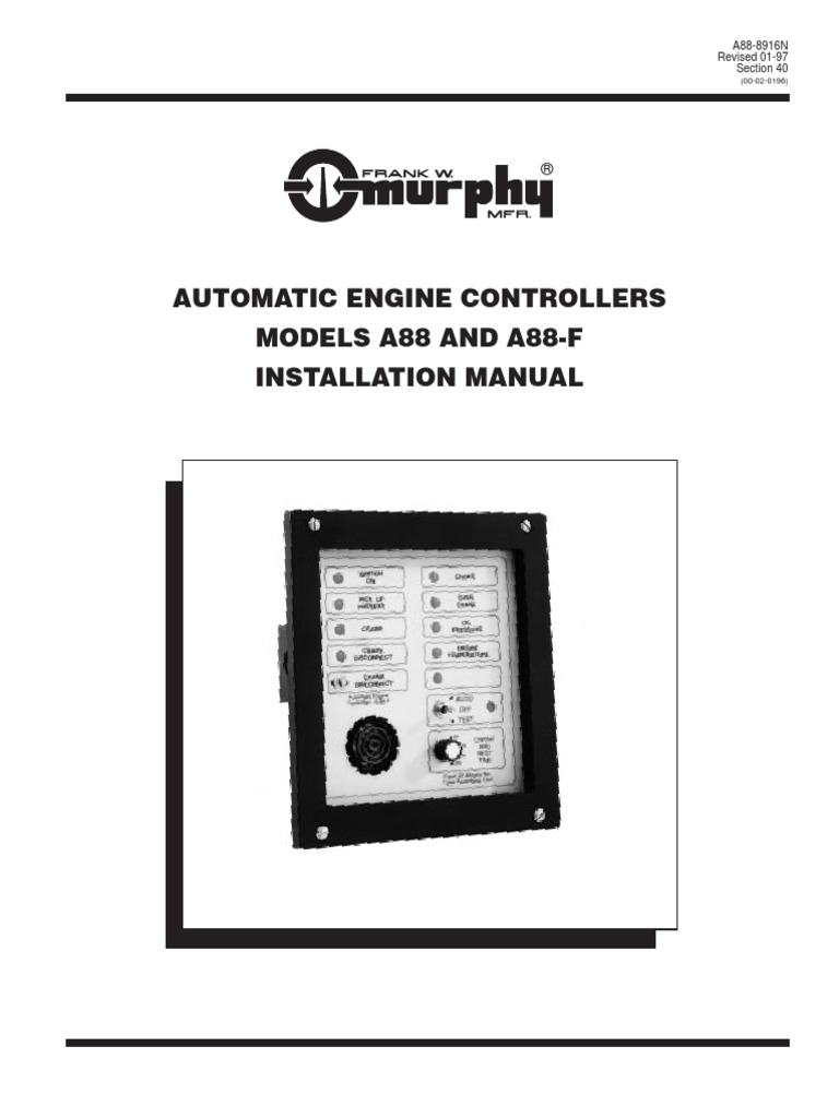 Automatic Engine Controllers Models A88 and A88-F Installation Manual ...