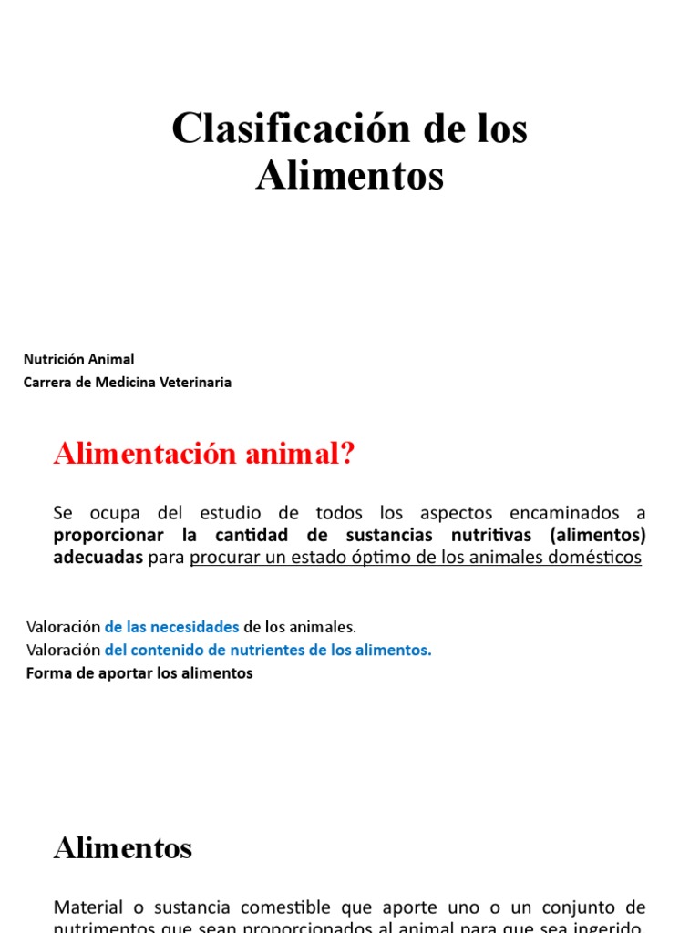 Clasificación de Los Alimentos | PDF | Alimentos | La alimentación animal