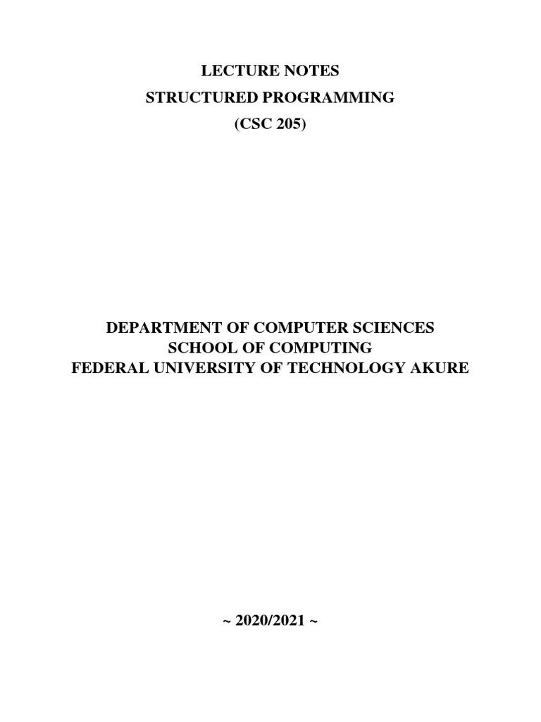 CSC 205 Lecture Notes | PDF | Parameter (Computer Programming ...