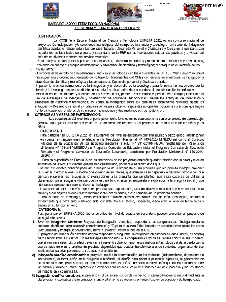 Bases EUREKA 2022 | PDF | Hipótesis | Experimentar