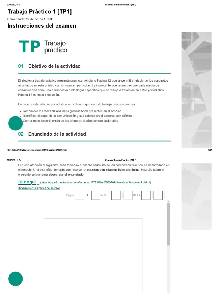 RESOLUCION Examen - Trabajo Práctico 1 (TP1) | PDF | Medios de comunicación en masa | Prueba ...