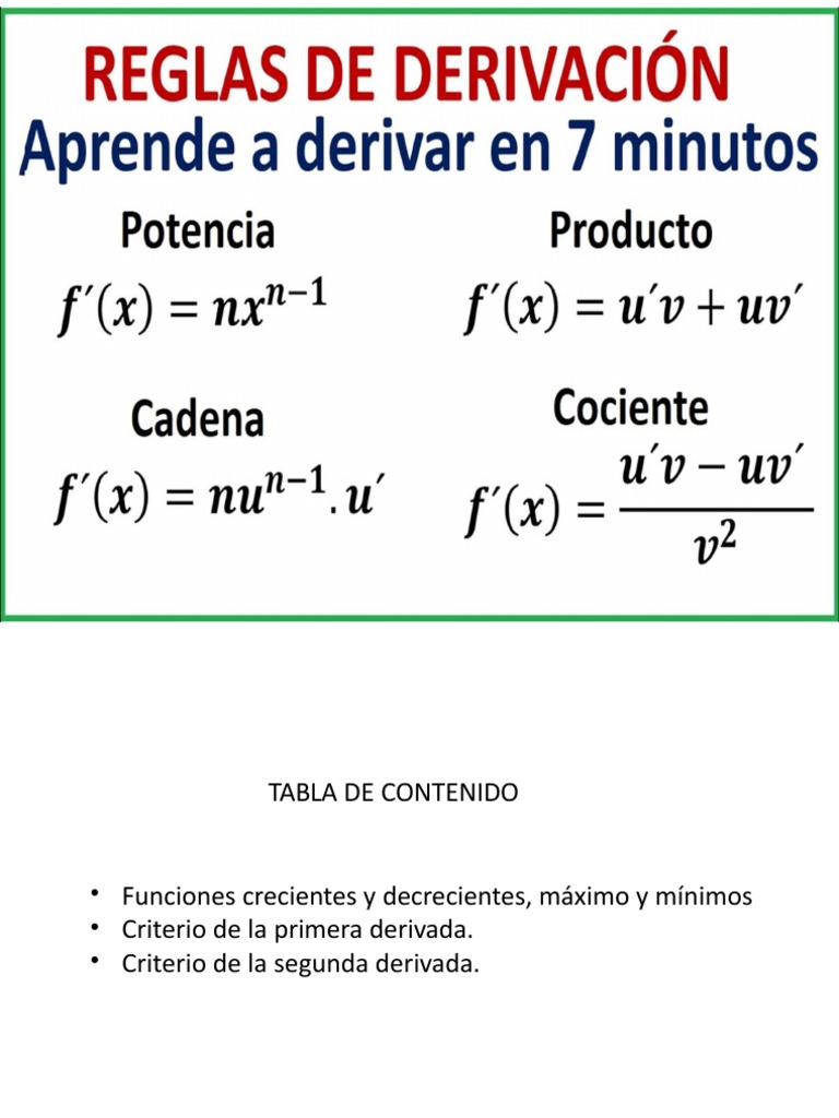 Criterio de La Primera y Segunda Derivada | PDF | Derivado | Máximos y mínimos
