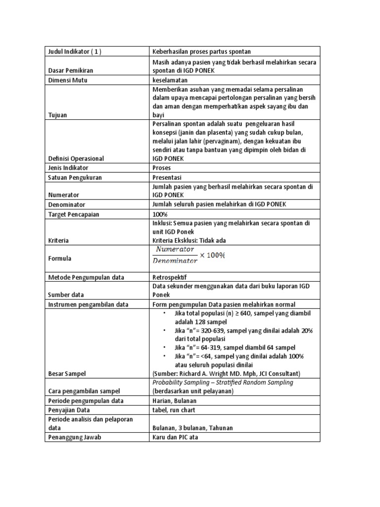 Profil Indikator Mutu Unit Igd Ponek | PDF | Kesehatan Holistik