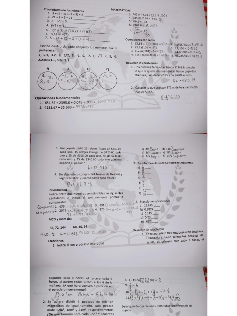 Ejercicios Matematicas | PDF