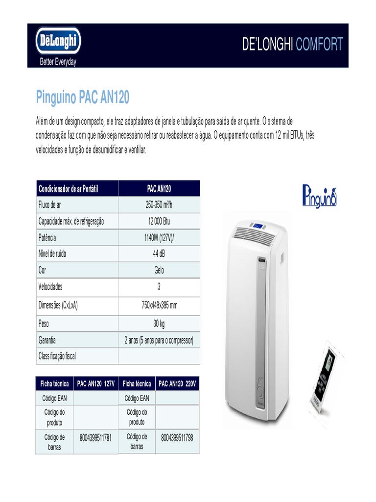 Condicionador de ar portátil De'Longhi PAC AN120: compacto e eficiente ...