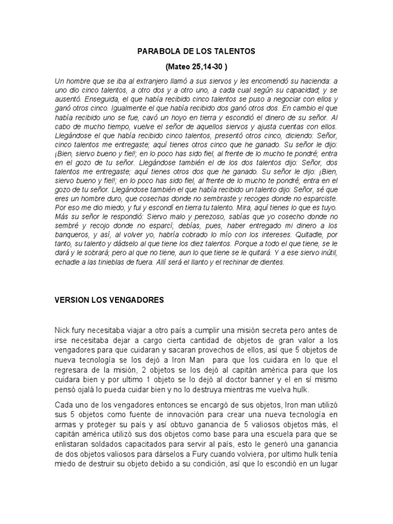 Parabola de Los Talentos | PDF