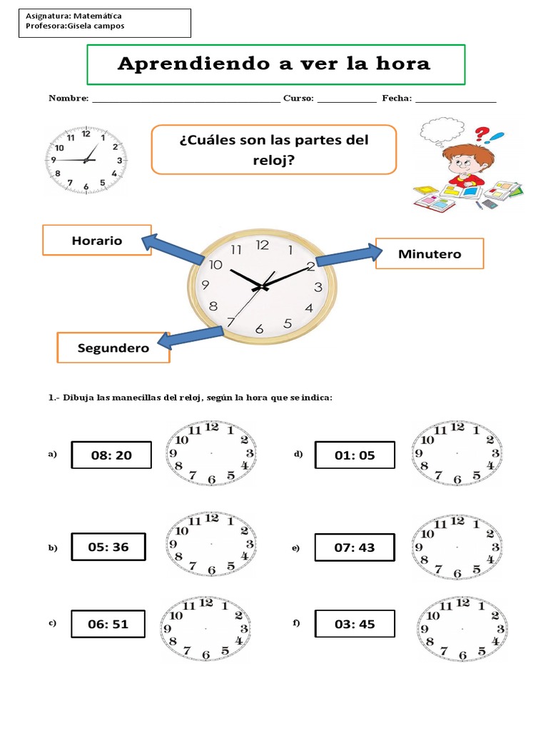Actividades de la Hora para Tercero Básico | PDF