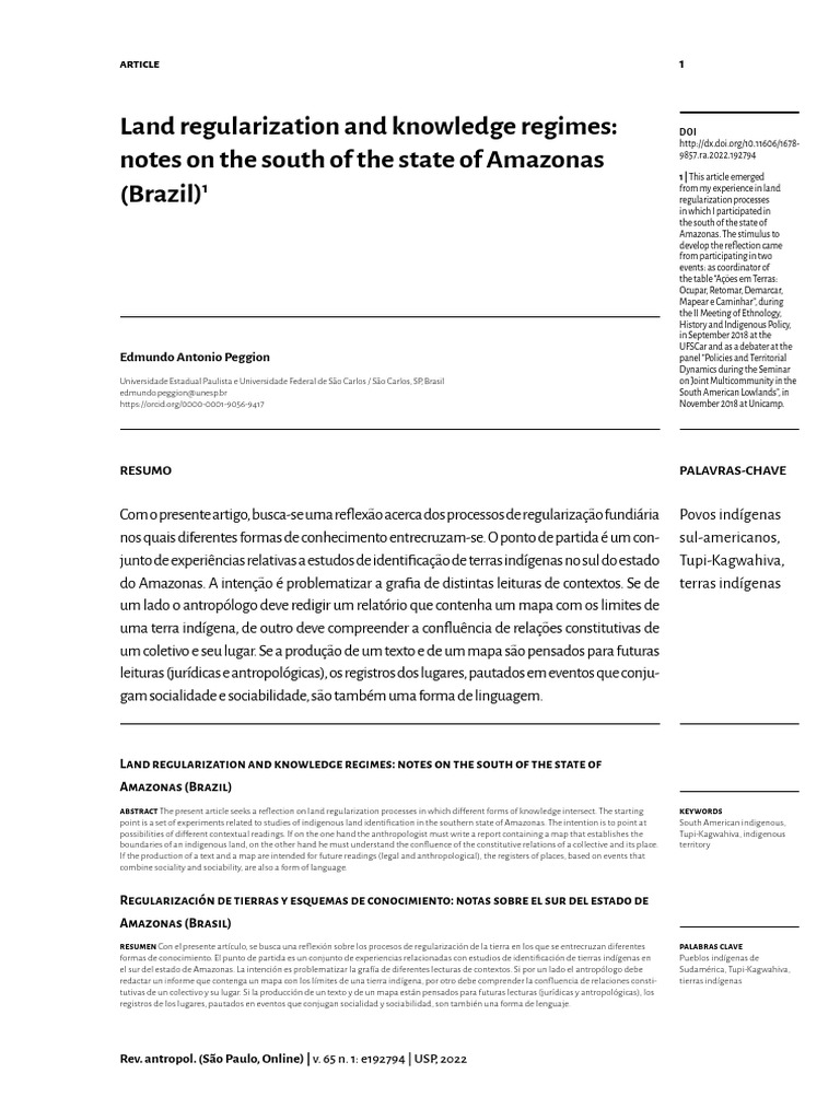 PEGGION - Land Regularization and Knowledge Regimes | PDF | Povos ...