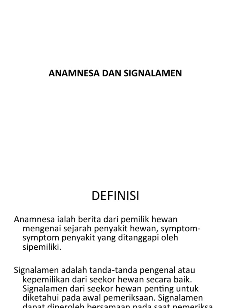Anamnesa Dan Signalamen | PDF