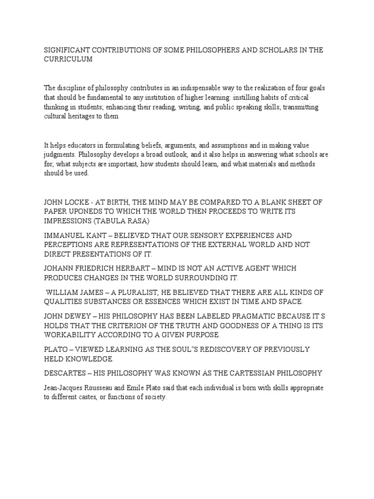 Key Philosophers' Impact on Education | PDF | Science & Mathematics
