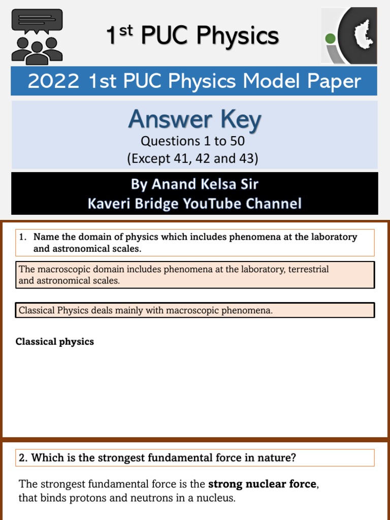 Y11 Physics 2022 Model Paper Answer Key | PDF | Rotation Around A Fixed ...