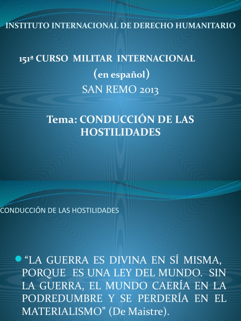 Conducción de Las Hostilidades - 1 | PDF | Ley humanitaria ...