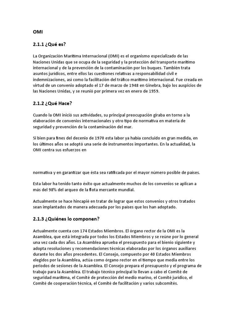 OMI 2.1.1 ¿Qué Es? | PDF | Transporte de agua | Envío