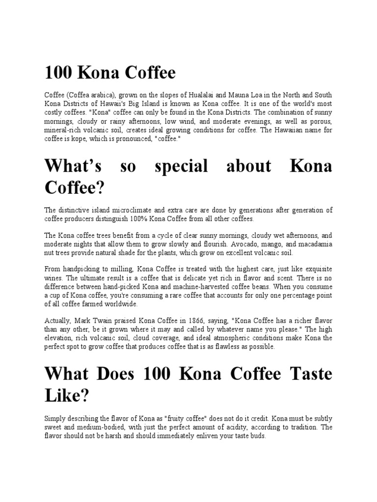 100 Kona Coffee | PDF | Coffee | Agriculture