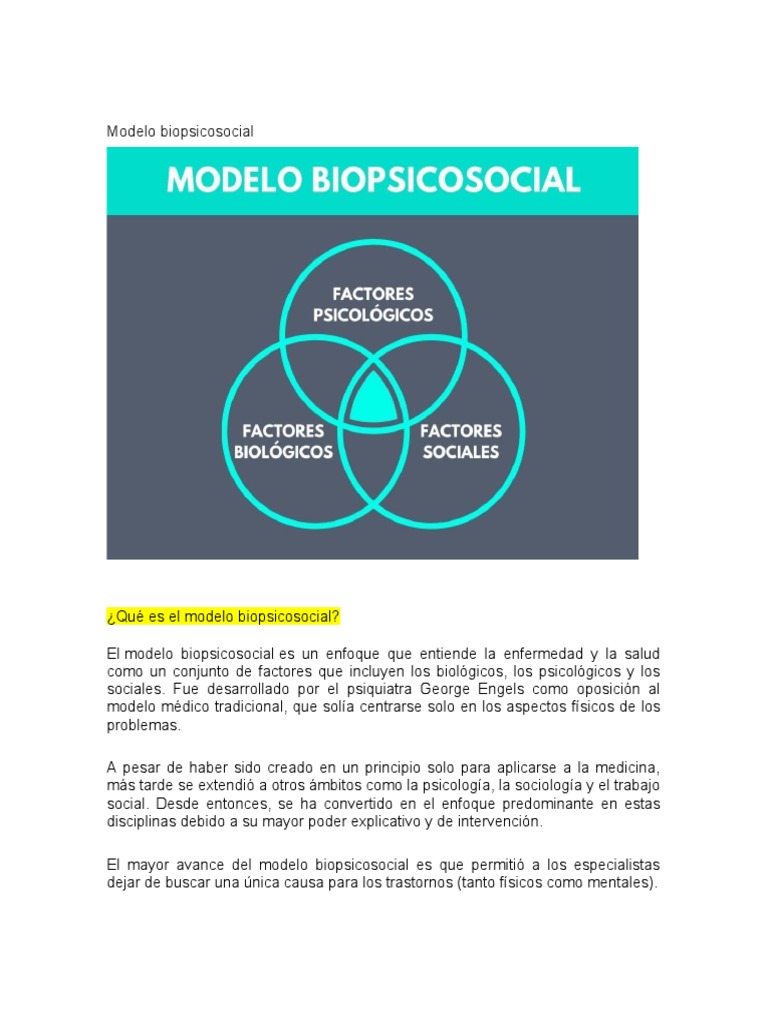 Modelo Biopsicosocial | PDF | Trastorno mental | Mente