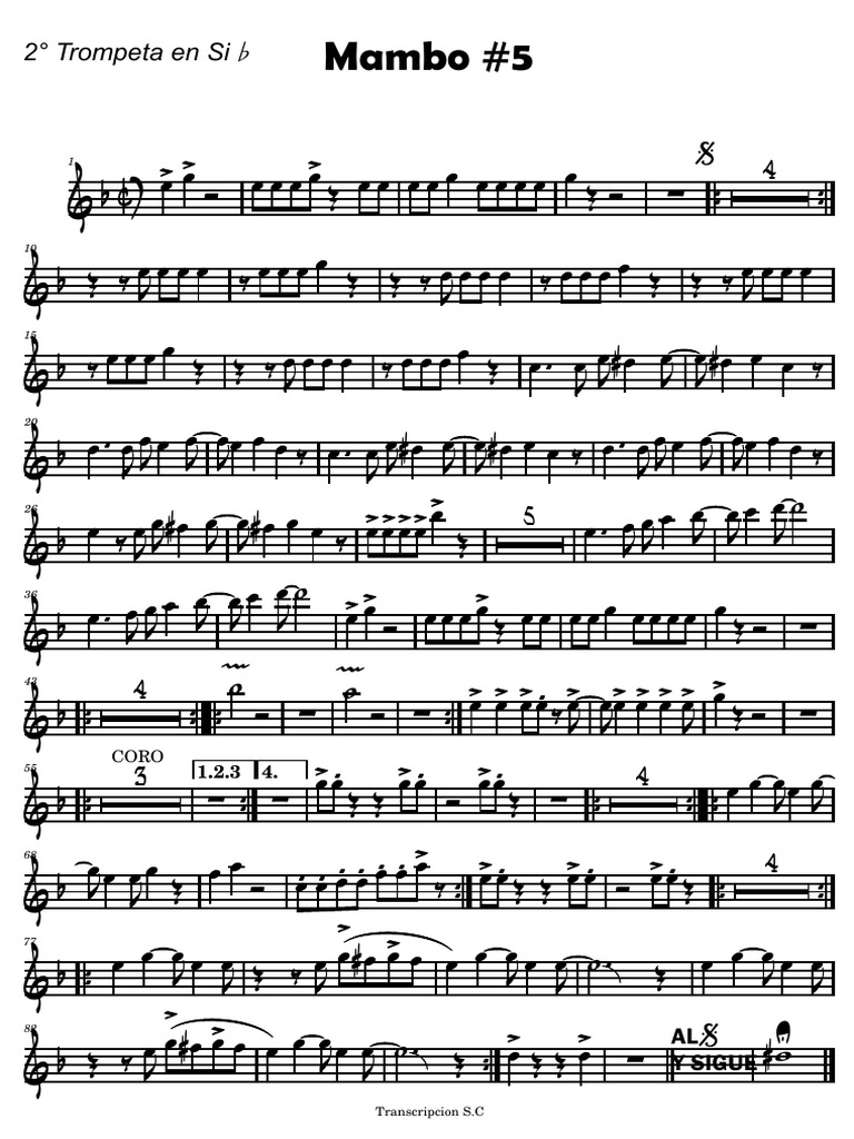 Mambo #5-2° Trompeta en Sib | PDF