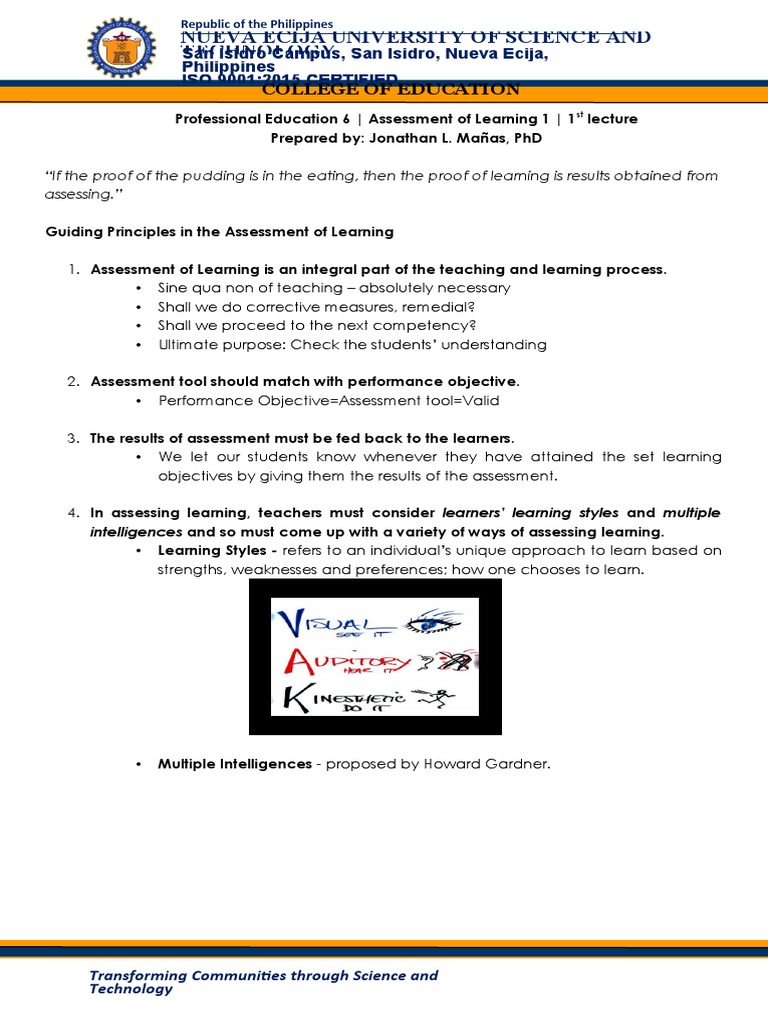 Guiding Principles for Effective Assessment | PDF | Educational ...