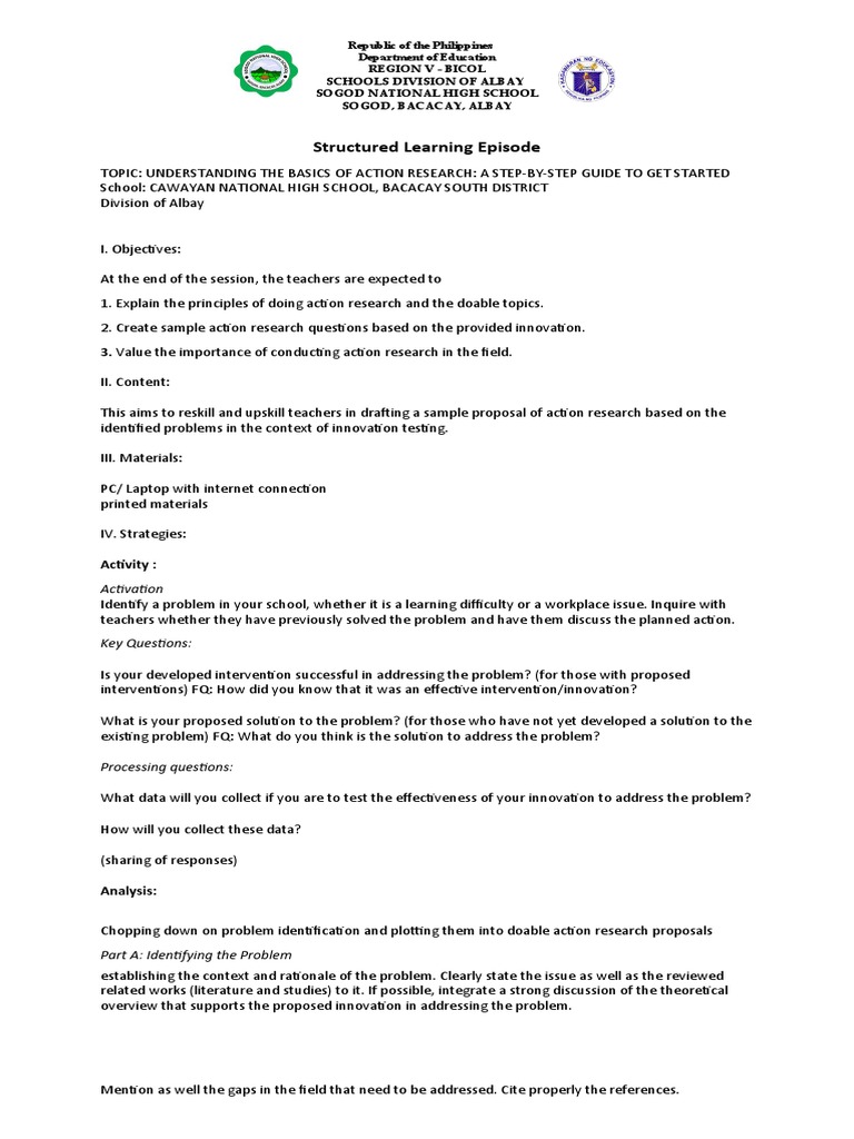 Structured Learning Episode Bibon | PDF | Action Research | Innovation