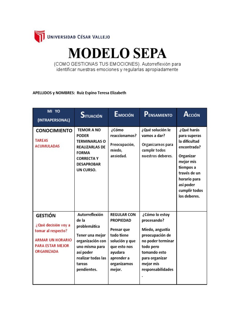 Modelo-SEPA Intrapersonal | PDF | Sicología | Ciencia cognitiva
