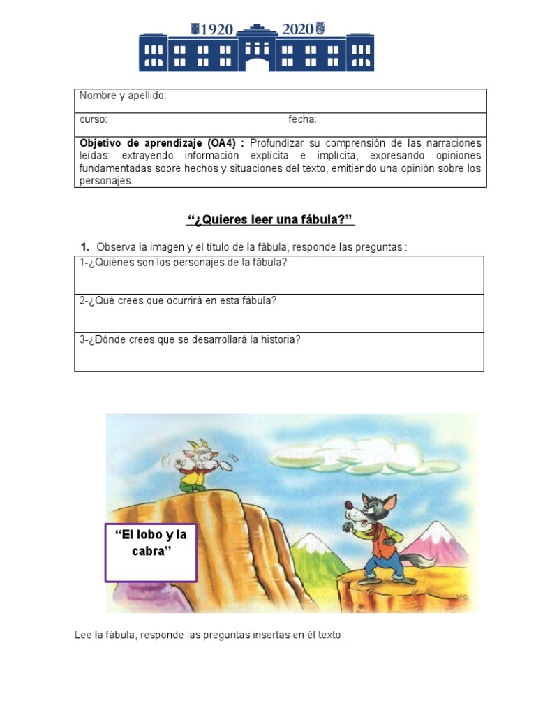 La fábula del lobo y la cabra | PDF | Fábula