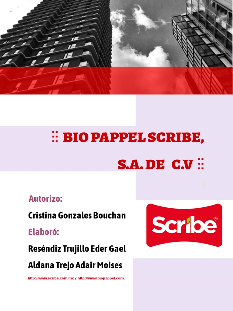 Bio Pappel - Scribe, - S.A. de - C.V | PDF | Papel | Cuaderno