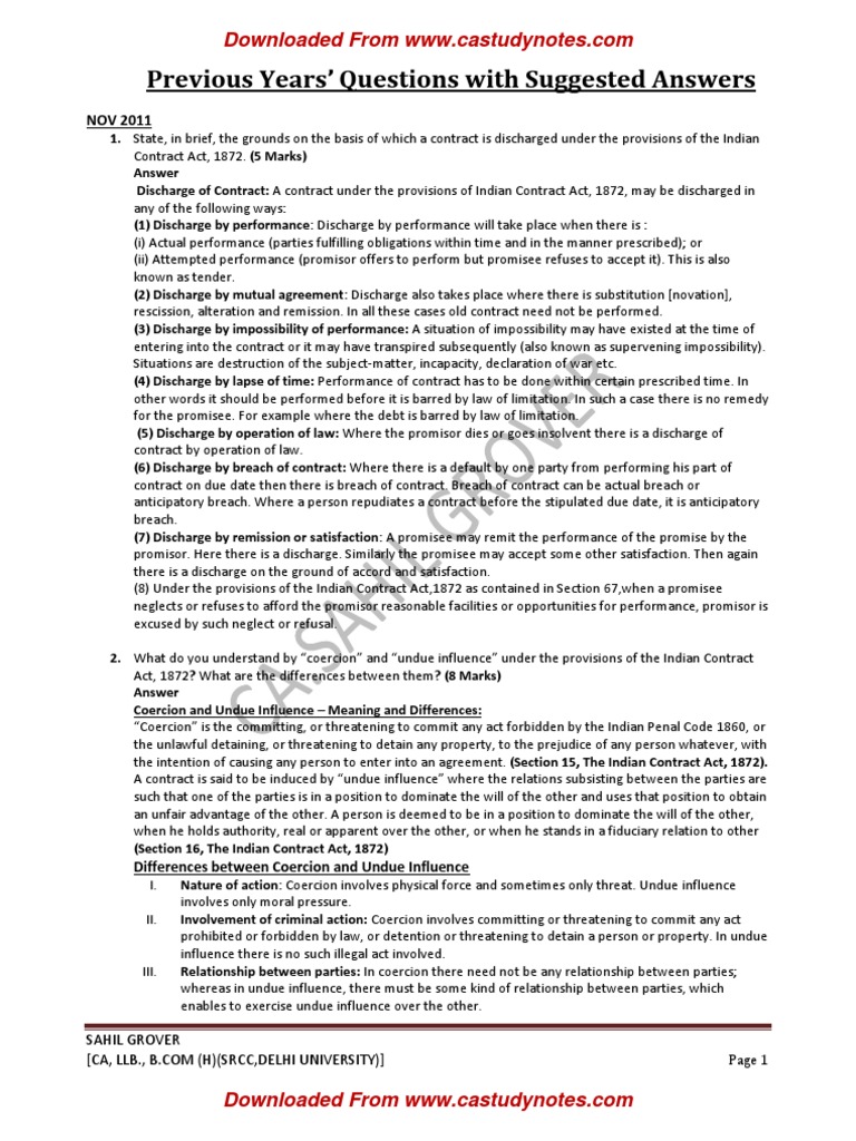 4 Contract Py Questions | PDF | Misrepresentation | Breach Of Contract