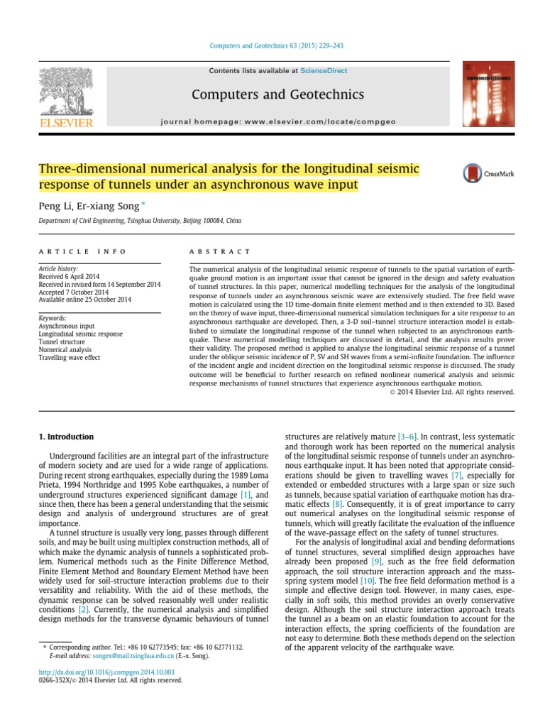 11 - Three-Dimensional Numerical Analysis For The Longitudinal Seismic Response of Tunnels Under ...