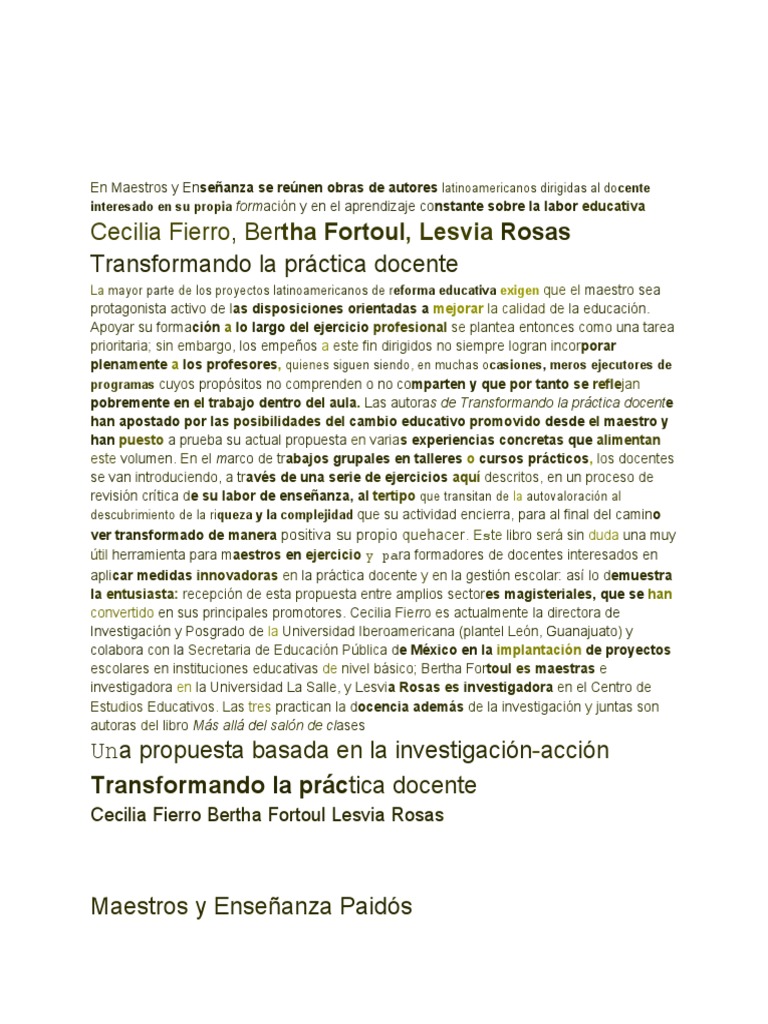 Transformando La Practica Docente - Rotated | PDF | Método de enseñanza | Maestros