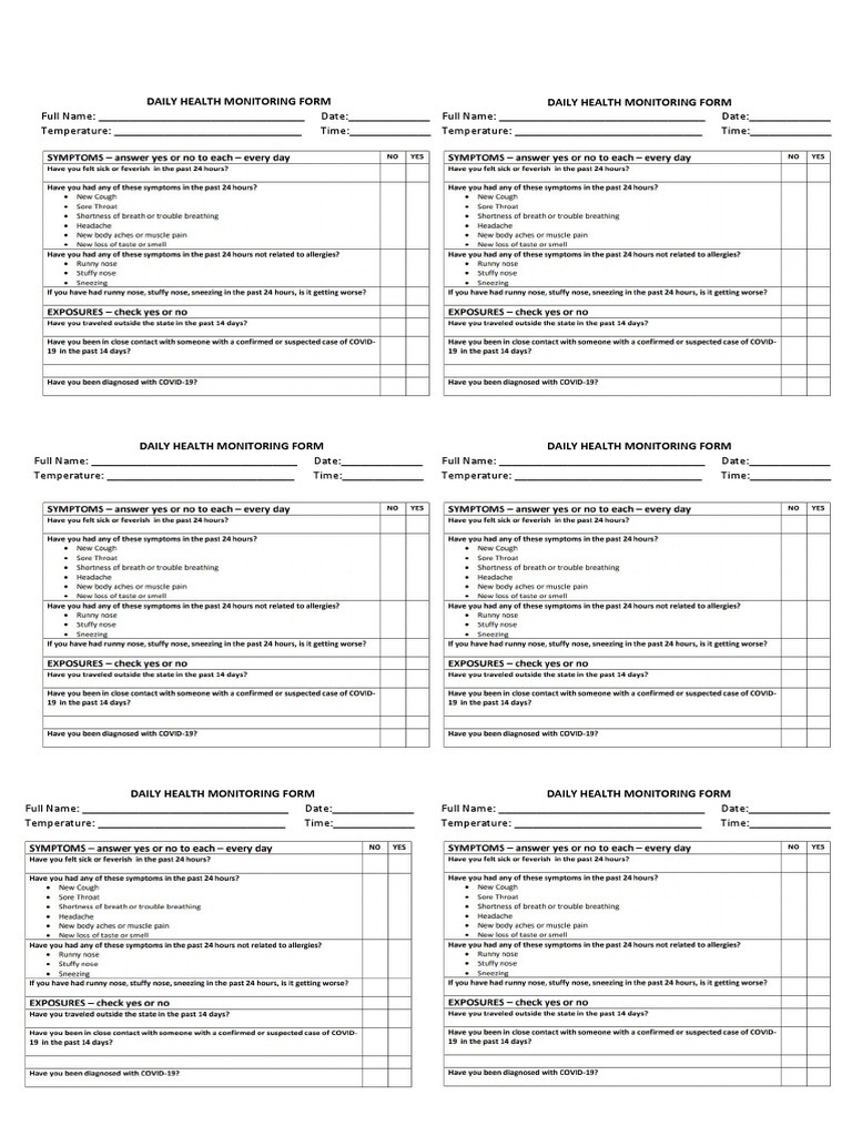 Daily Health Form | PDF