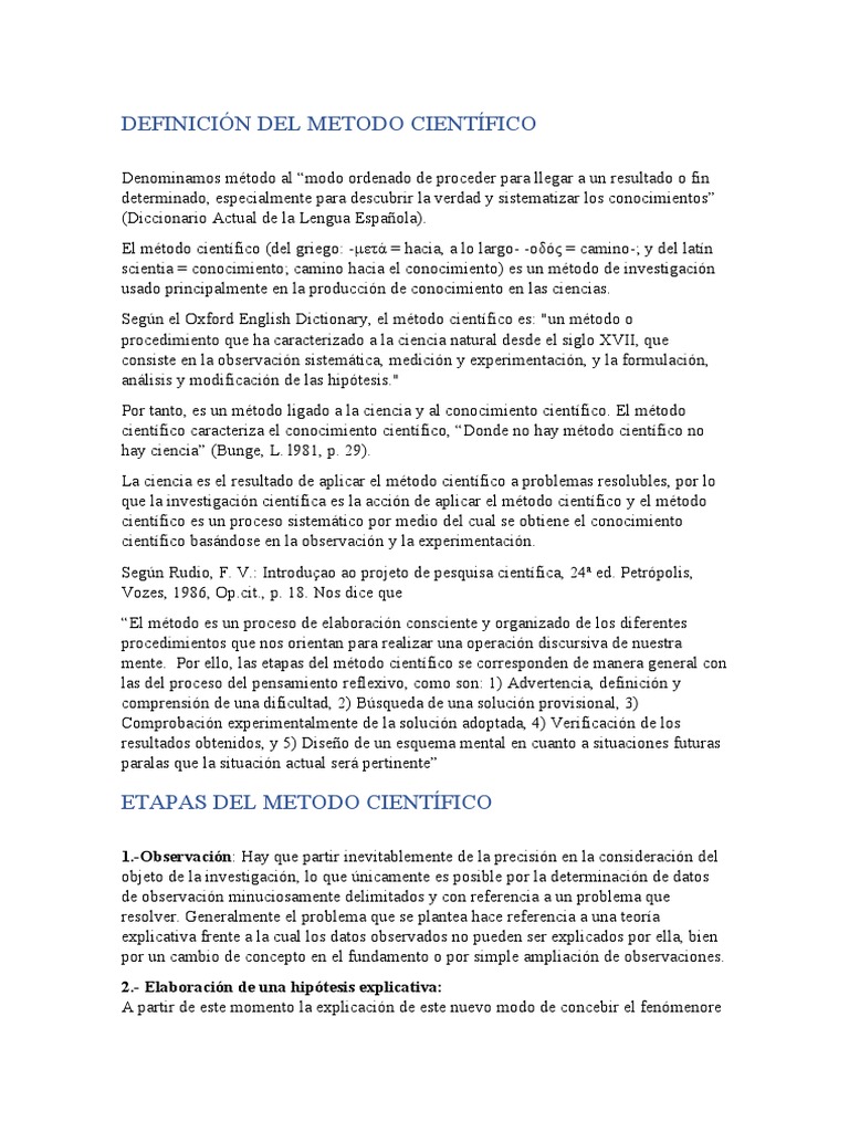 Definición Del Metodo Científico | PDF | Método científico | Teoría