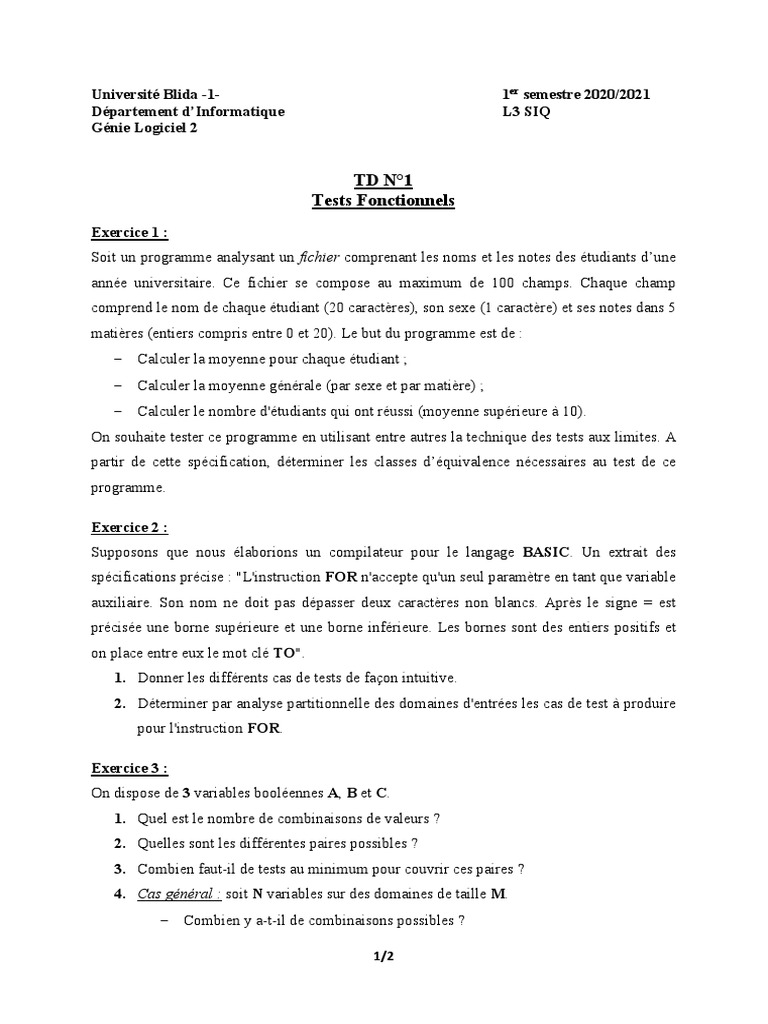 TD 1 GL2 | PDF | Programme informatique | Programmation