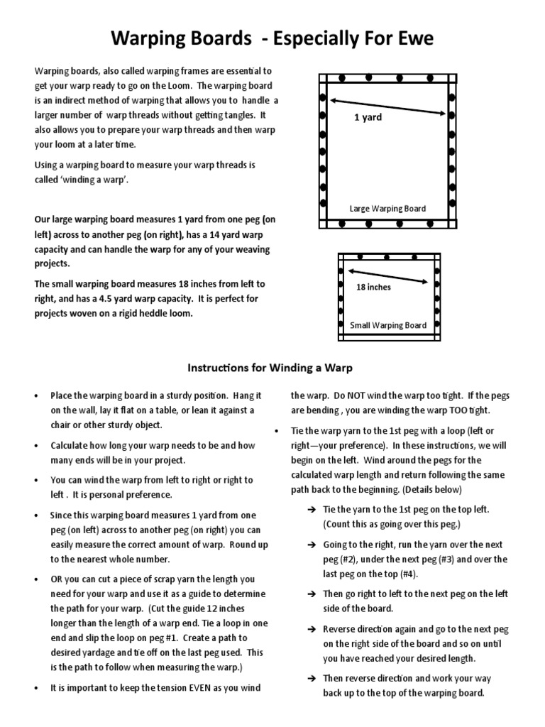 Warping Board - Assembly & Winding Instructions | PDF | Weaving | Loom