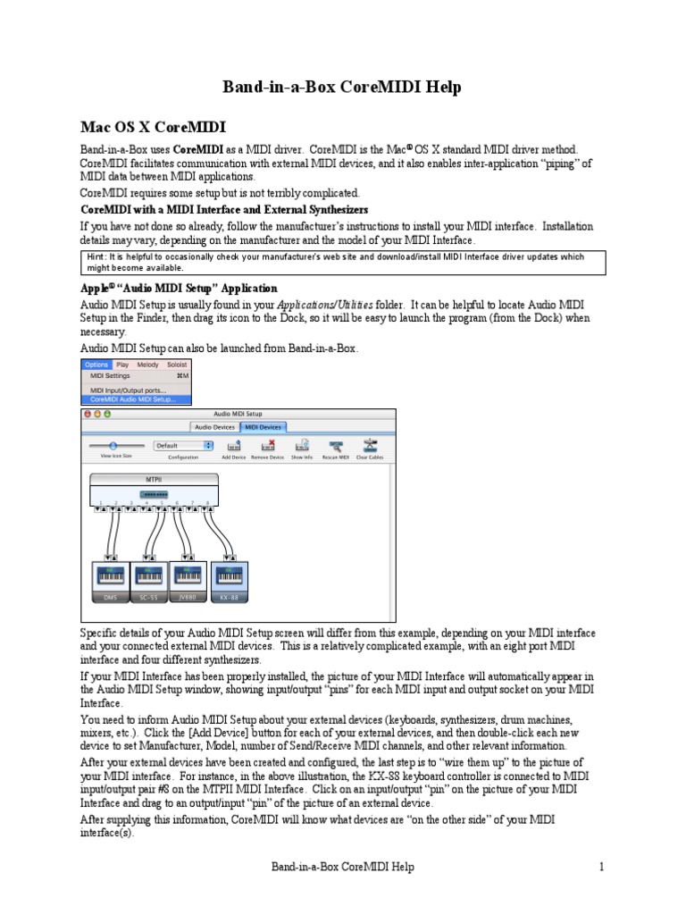 Band in A Box CoreMIDI Help | PDF | Graphical User Interfaces | Mac Os