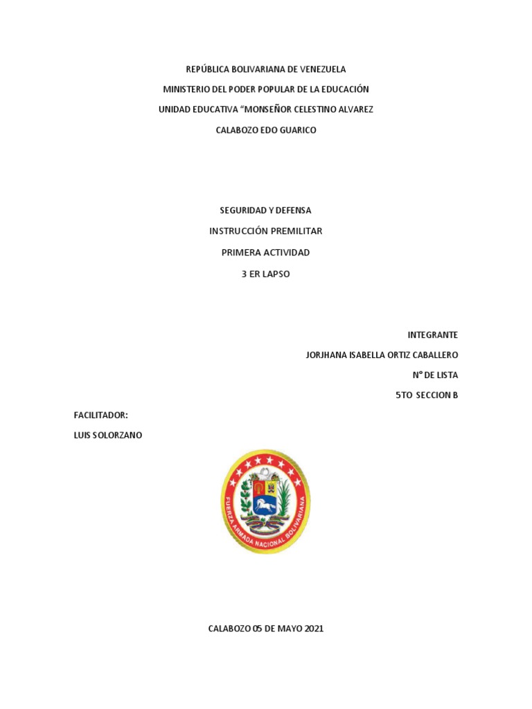 Tritico de Instruccion Premilitar | PDF | Valores | Seguridad nacional