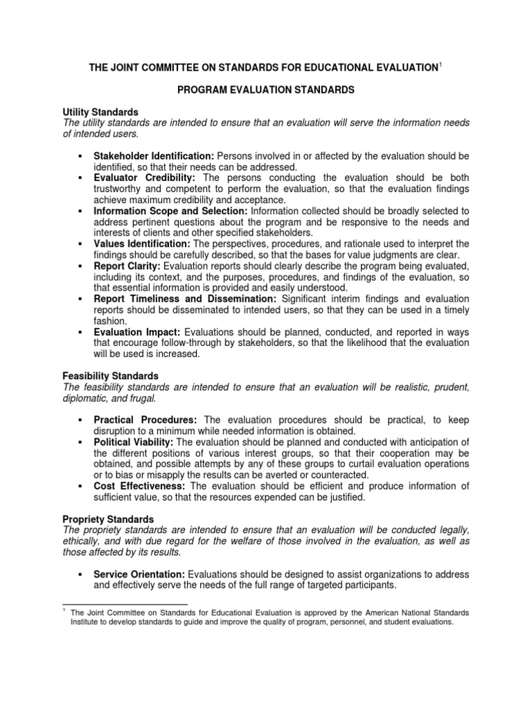 Program Evaluation Standards | PDF | Program Evaluation | Evaluation